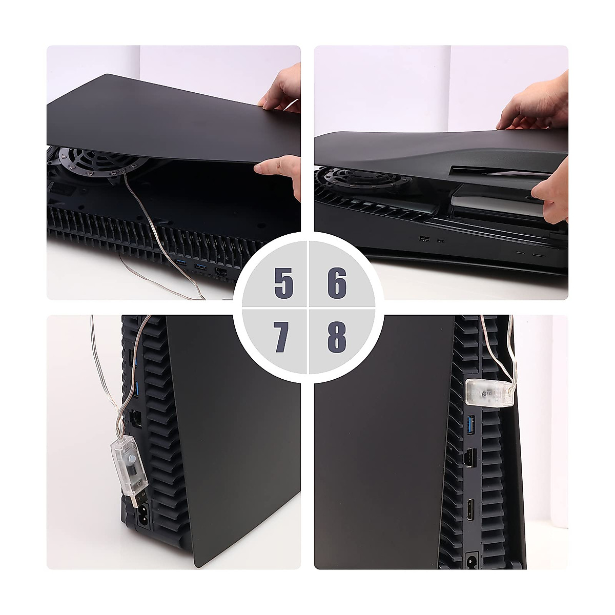 PS5 Accessories, PS5 Black Plates Digital Edition and PS5 LED Strip Lights with Remote Control