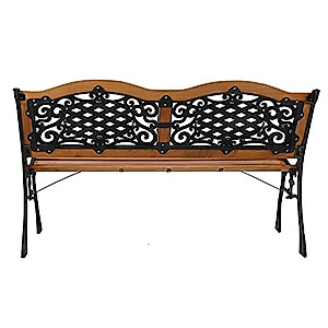 KTHUSS Garden Bench Park Bench Outdoor Bench for Outdoors 50 inch Metal Porch Chair Cast Iron Hardwood Furniture,for Park Yard Patio Deck Lawn