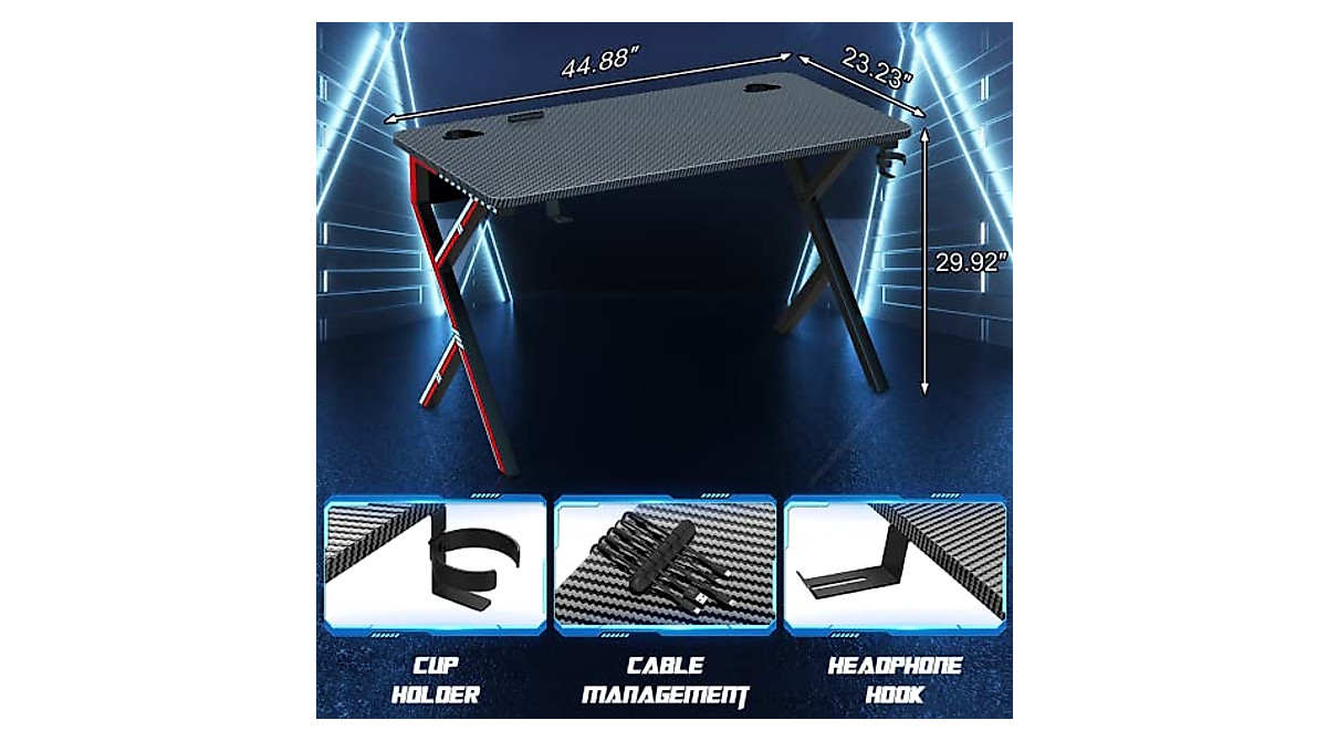 Mr IRONSTONE 45 Inch Gaming Desk with Power Outlets