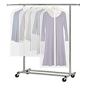 5 Pack - Simplehouseware 40-Inch Translucent Garment Bags with Zipper for Suits, Dresses, Costumes, Uniforms