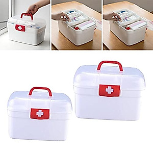 Menolana 2x Multi Purpose Medical First Aid Box Container Household Bin Portable Detachable Tray Storage Box Organizer for Sewing Office Car Hiking