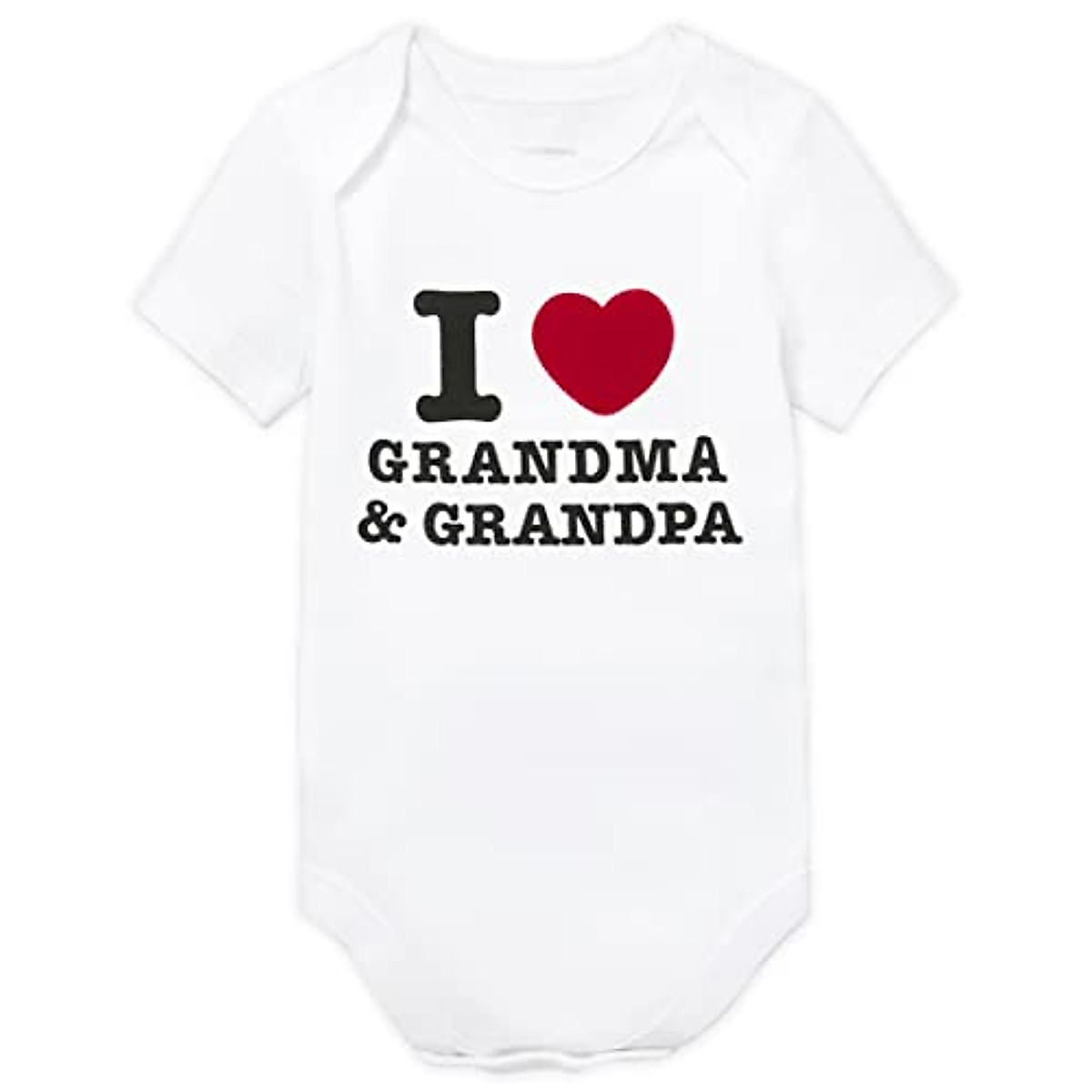 The Children's Place Baby Single Short Sleeve 100% Cotton Bodysuits, I Heart Grandma and Grandpa, 0-3 Months