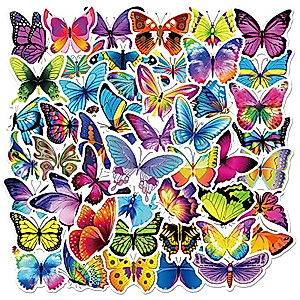 50PCS Butterfly Stickers for Kid, Colorful Lovely Waterproof Stickers for Laptop, Scrapbook, Window, Water Bottle, Envelope, Gift for Girl, Teens, Adults(Butterfly)