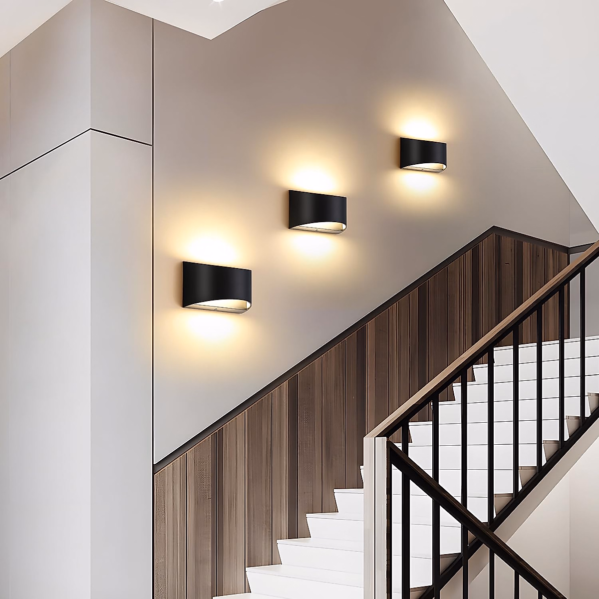 Hollymaze Modern Wall Sconces, Dimmable Wall Sconce Up and Down Wall Mount Light Black LED 14W Aluminum Wall Light Fixtures for Living Room Bedroom Hallway Stairway Corridor (Warm White)