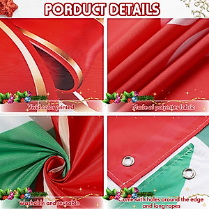 Wovweave Christmas Banners Merry Box Outdoor Wall Cover Decorations Hanging Backdrop Banner for New Year Mural Winter Holiday Party Background Supplies
