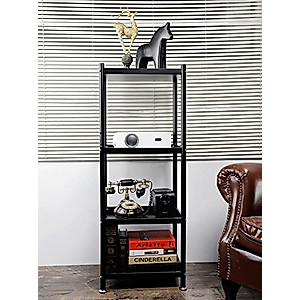 MAGCOLOR Metal Shelving Unit 4 Tier Baked Zinc Stainless Steel Storage Shelves Rack for Kitchen,Laundry Room, Garage or Office Shelving Heavy Duty, 43” H x17.3” W x 16.7” D Black (Unassembled)