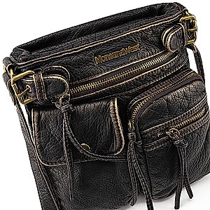 Montana West Crossbody Bag for Women Soft Leather Multi Pocket Shoulder Bags Vintage Women's Purses and Handbags MWC-046BZ