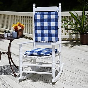 Klear Vu Porch Rocking Chair Cushions Set, Suitable for Living Room Rockers, Stylish Seat and Back Pads Includes Fabric Ties, 20" X 17" X 2, Jurby Blue