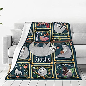 Sloth Blanket Lightweight Flannel Fleece Cartoon Cute Animal Throw Blankets Soft Cozy Plush Microfiber All-Season Blanket for Bed/Couch/Sofa-50 x40 in