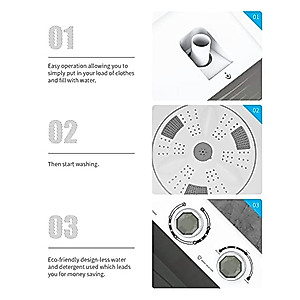 ROVSUN 26lbs Compact Twin Tub Portable Washing Machine, Mini Washer(18lbs) & Spiner(8lbs) / Built-in Drain Pump/Semi-Automatic for Camping, Apartments, Dorms & RV’s (Grey)