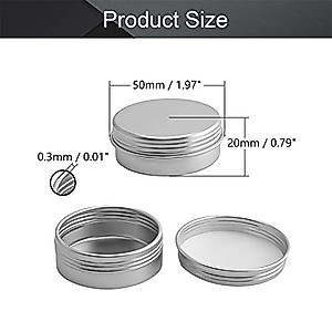 Othmro 6pcs 0.7oz Metal Round Tins Aluminum Tin Cans Containers with Screw Lid, 50 * 20mm(DxH) Silver tin cans for Salve, Spices, Lip Balm, Tea or Candies 20ml
