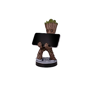 Exquisite Gaming: Guardians of The Galaxy: Toddler Groot - Original Mobile Phone & Gaming Controller Holder, Device Stand, Cable Guys, Marvel Licensed Figure, Black
