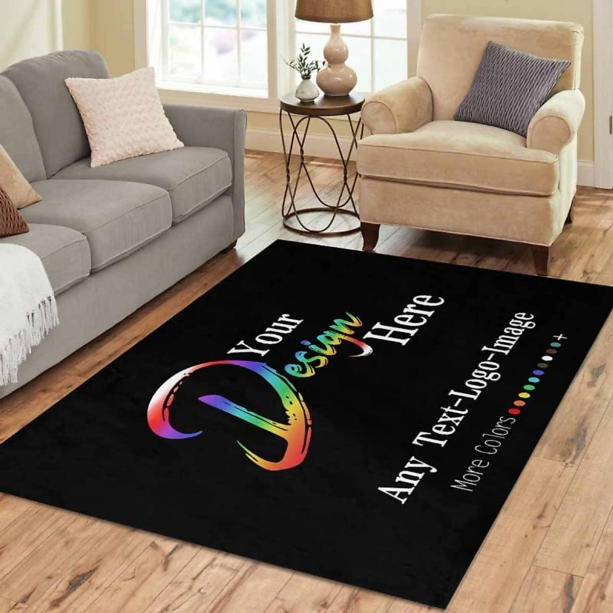 InterestPrint Floor Rugs Mat Custom Add Your Love Logo Here Modern Carpet for Home Decoration Area Rug(Multi Size)
