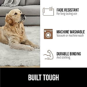 Gorilla Grip Fluffy Faux Fur Rug, Machine Washable Soft Furry Area Rugs, Rubber Backing, Plush Floor Carpets for Baby Nursery, Bedroom, Living Room Shag Carpet, Luxury Home Decor, 3x5, Ivory