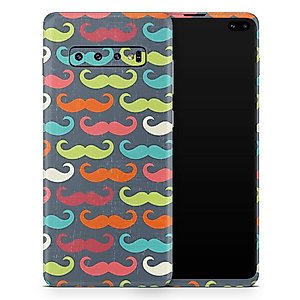 DesignSkinz Colorful Scratched Mustache Pattern Protective Vinyl Decal Wrap Skin Cover Compatible with The Samsung Galaxy S20 (Screen Trim & Back Glass Skin)