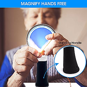MagniPros Extra Large 10X Magnifying Glass with Detachable Lenses- 3 Light Modes Reading Magnifier with Self-Standing Handle for Hobbyists, AMD, Reading Fine Print, Seniors, Inspection, Coin, Jewelry