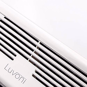 Maxxima Luvoni 90 CFM Bathroom Exhaust and Ventilation Fan with Light - 1 Sone Quiet Noise Free Operation, Ceiling Mounted Ventilator with Built-in LED Light and White Grill