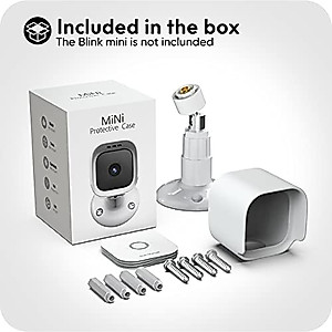 Blink Mini Camera Wall Mount Bracket with Protective Case，Weather Proof 360 Degree Protective Adjustable Indoor/Outdoor Small Mount Accessories(1 Pack White，Camera not Included)