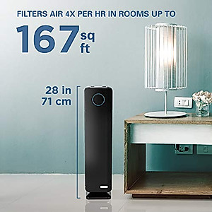 Germ Guardian AC5300B 28” 3-in-1 True HEPA Filter Air Purifier for Home, Large Rooms, UV-C Light Kills Germs, Filters Allergies, Smoke, Dust, Pet Dander, & Odors, 5-Yr Wty, GermGuardian, Black