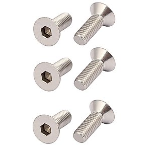 uxcell M6x18mm 316 Stainless Steel Flat Head Hex Socket Cap Screws Silver Tone 6pcs