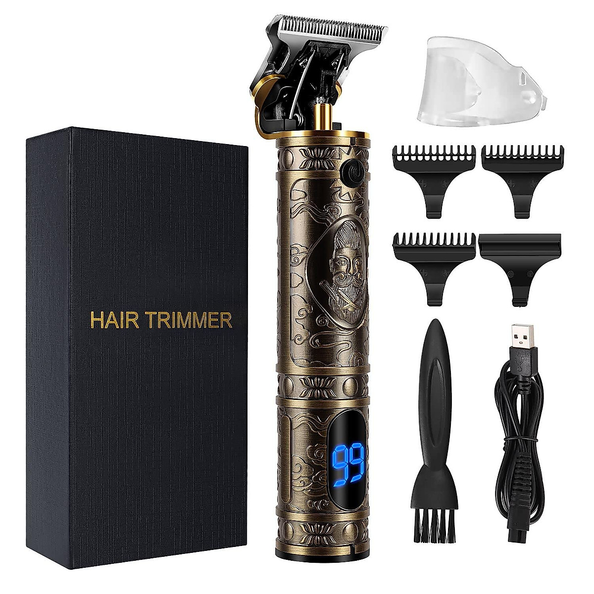 Skin Scrubber Hair Clippers for Men, Professional Cordless Trimmer Men Hair Clipper with Combs Guards and LED Display Rechargeable Beard Hair Trimmer Haircut Grooming Kit for Men