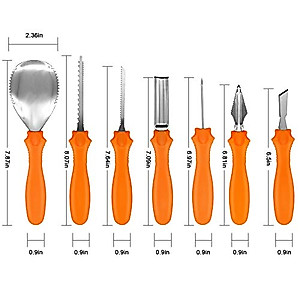 AmuseNd Halloween Pumpkin Carving kit, 7 Piece Professional Pumpkin Cutting Stainless Steel Carving Tools with Carrying Bag