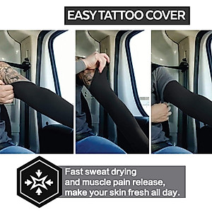 Feeke Arm Sleeves - 4 Pairs Anti-Slip Compression Sleeves for Cycling, Running and Outdoor Sports, Black