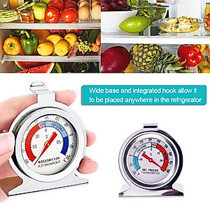 2 Pack Refrigerator Thermometer -30-30 deg C/-20-80 deg F, Classic Fridge Thermometer Large Dial with Red Indicator Thermometer for Freezer Refrigerator Cooler