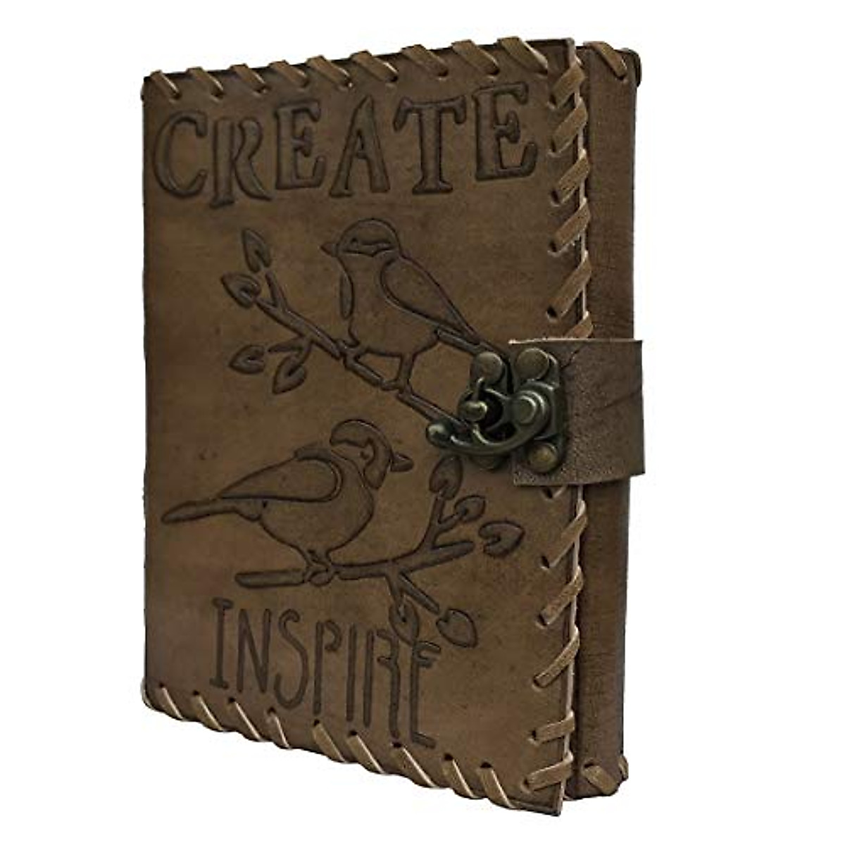 Old Vintage Leather Journal, Leather Journal for Men, Leather Journal for Women, Leather Sketchbook, Leather Notebook, Leather Blank Book (5 x 7 Bird Emboss Journal)