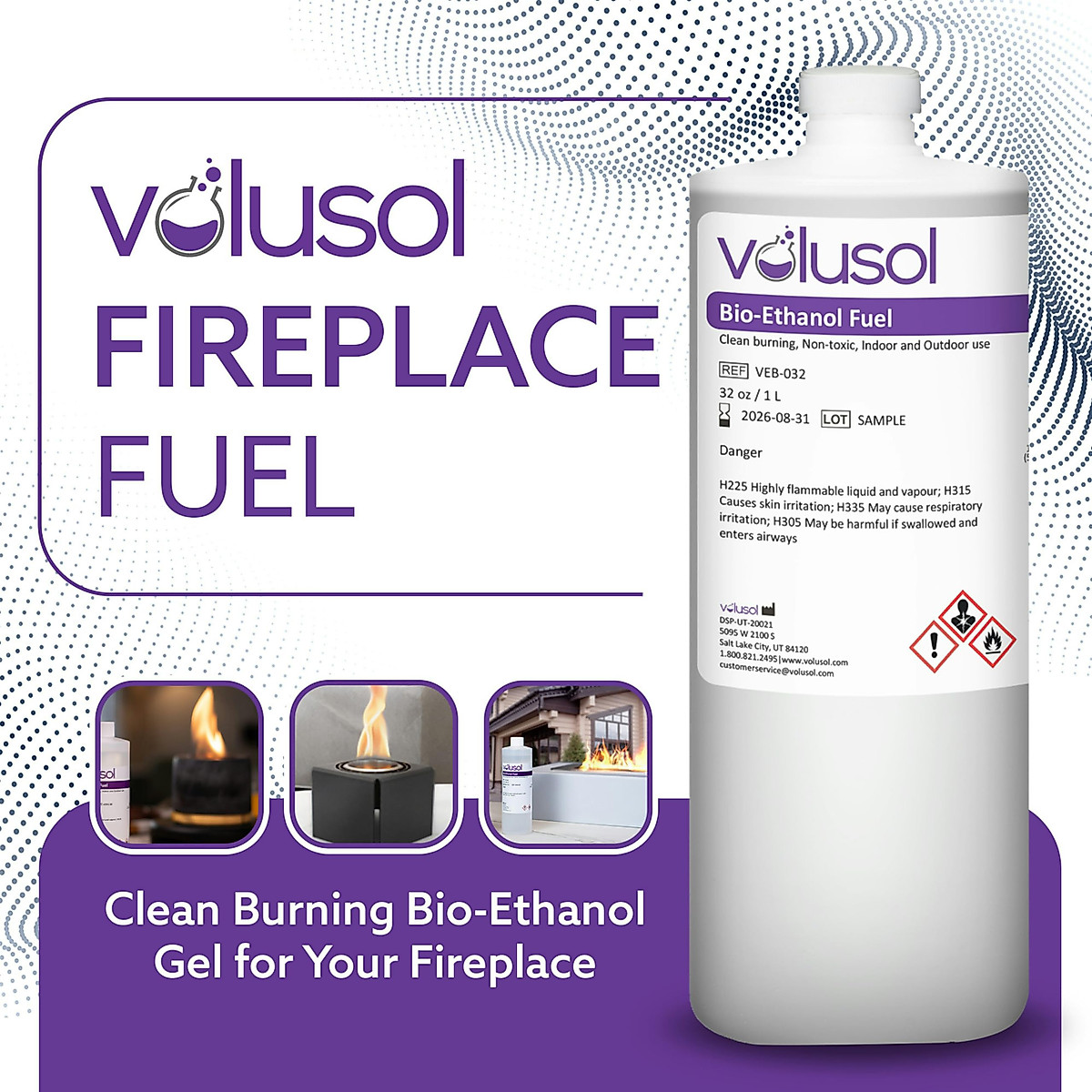 Fireplace Fuel, Ventless, Bio-Ethanol, Clean Burning/Eco-Friendly (1000mL /32 oz.) - (Pack of 9)