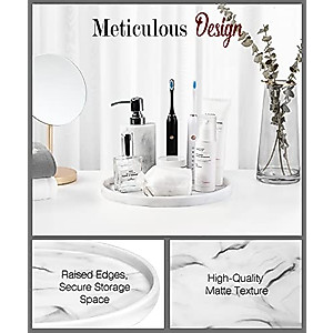 Shinowa Vanity Tray, Resin Bathroom Decorative Tray Catchall Organizer Jewelry Dish Tray for Bathroom Bedroom Counter-top Vanity Organization Vanity Table Jewelry Organizer, White Marble
