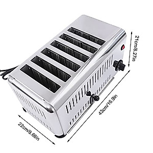 Commercial Toaster, 6 Slices Commercial Pop-Up Electric Toaster Stainless Steel Toaster Restaurant (6Slice Popup)
