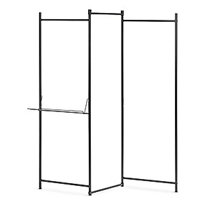 IRIS USA 3 Panels Collapsible Clothes Rack with Shelf, Customizable Garment Rack, Foldable Clothes Drying Rack, Locked and Leveled, Perfect for any Space, Modern and Fashionable, Black