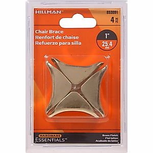 Hillman 853091 1 x 3/4 in. Chair Brace- Brass Finish 4-Pack
