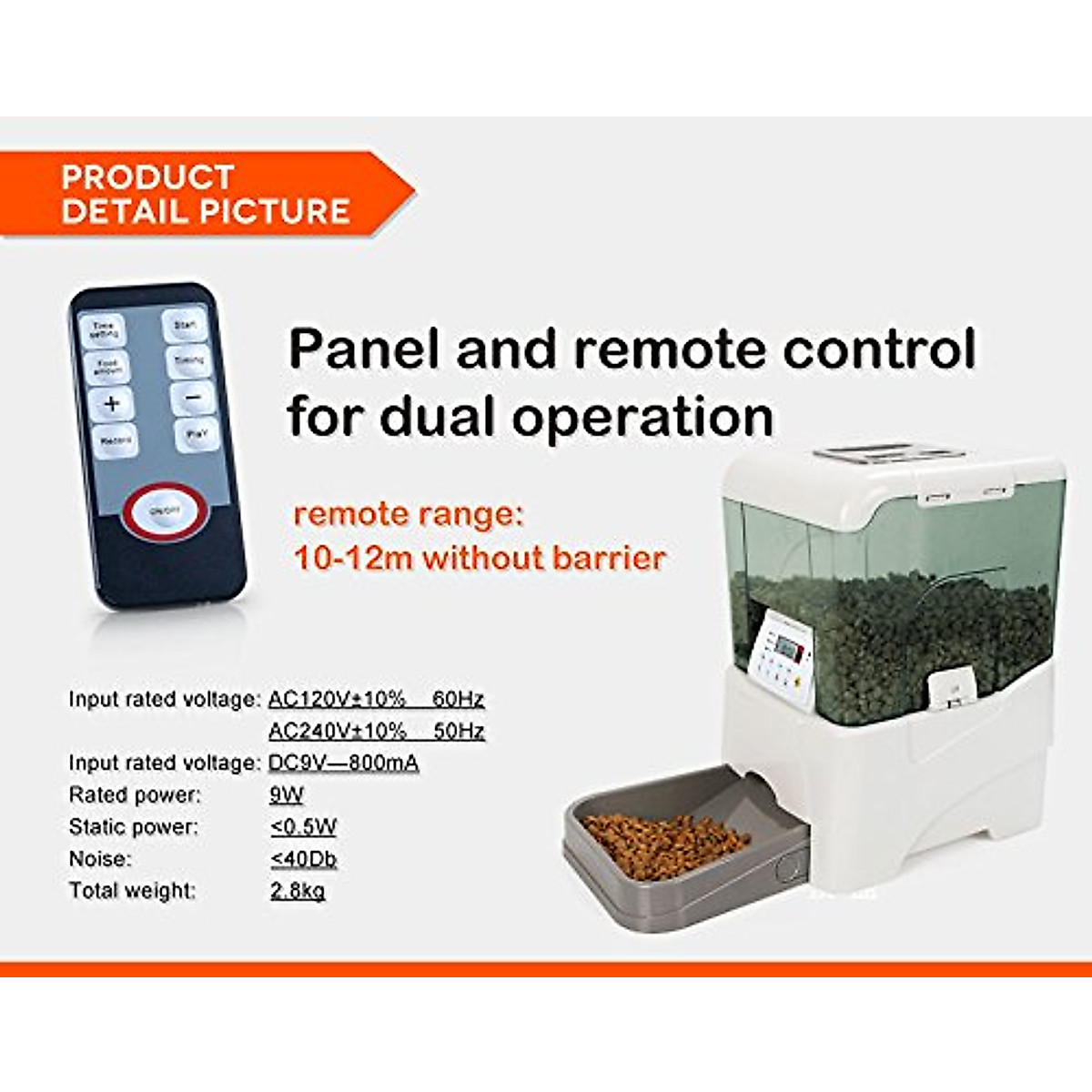 topPets PF-21B Remote Controlled Automatic Pet Feeder Programmable LCD Control with DC adapter