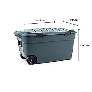 Rubbermaid ECOSense Wheeled Storage Totes, 40 Gal Pack of 2, Durable and Reusable Bins with Latching Lids for Garage or Home Organization, Made From Recycled Materials