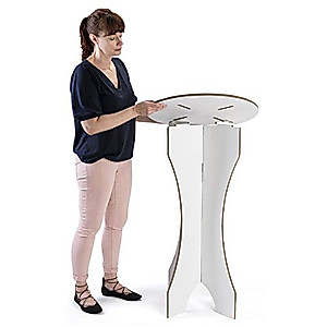 Displays2go, 20" w x 42" h Event Bar Table, Corrugated Cardboard, 3 Piece Design - White (FDCRDB42)