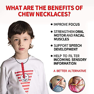 BUDDE Sensory Chew Necklace-Teether Silicone Chewing Teething&Biting Needs Soft Silicone Teething Baby Toy for Babies 36+Months Durable,Safe Silicone-Hypoallergenic-Easy to Clean 6 Packs, SY01