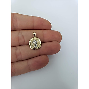 Ice on Fire Jewelry 10k Solid Yellow Gold Saint Christopher Medal