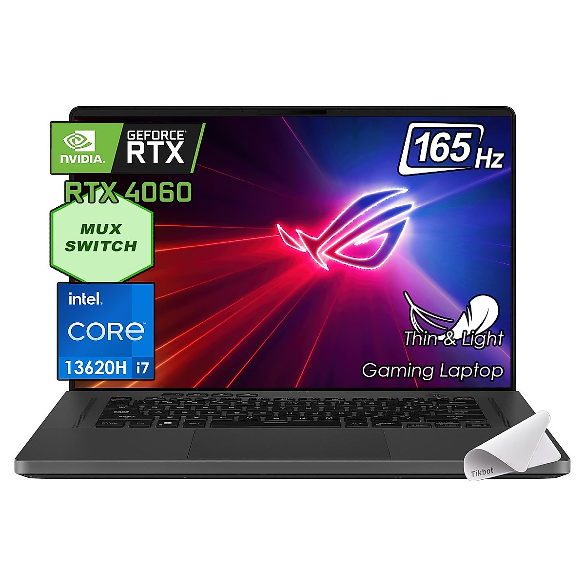 ASUS 2023 ROG Zephyrus G16 Gaming Laptop, MUX Switch, 16” FHD 165Hz, Latest 10-Core i7-13620H CPU, RTX 4060 8GB GDDR6, Thin & Light, RGB, Win 11 H, W/Mouse Pad (32GB RAM | 2TB PCIe SSD)