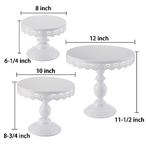 TOPZEA Set of 3 Cake Stands, 8" & 10" & 12" Round Cupcake Display Metal Dessert Cake Holders for Weddings, Birthday Party, Baby Shower, Anniversary, White