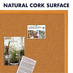 Quartet Corkboard, Framed Bulletin Board, 2' x 3' Cork Board, Oak Wood Finish Frame (MWDB2436-ECR), Oak Frame