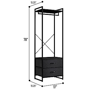 Sorbus Clothing Rack with Drawers - Clothes Stand Dresser - Wood Top, Steel Frame, & Fabric Drawers - Tall Closet Storage Organizer - Garment Rack for Hanging Shirts, Dresses, & Jackets