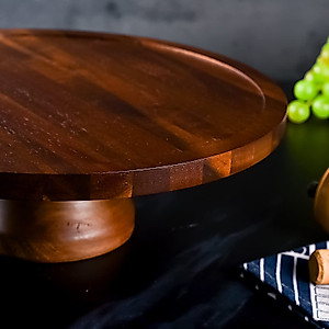 Wooden Cake Stand – 12-inch Wood Cake Stand – Durable Acacia Cake Display Stand for Cupcakes, Cookies – Rustic Brown Cake Stand for Birthday, Party, Wedding, Cake Display