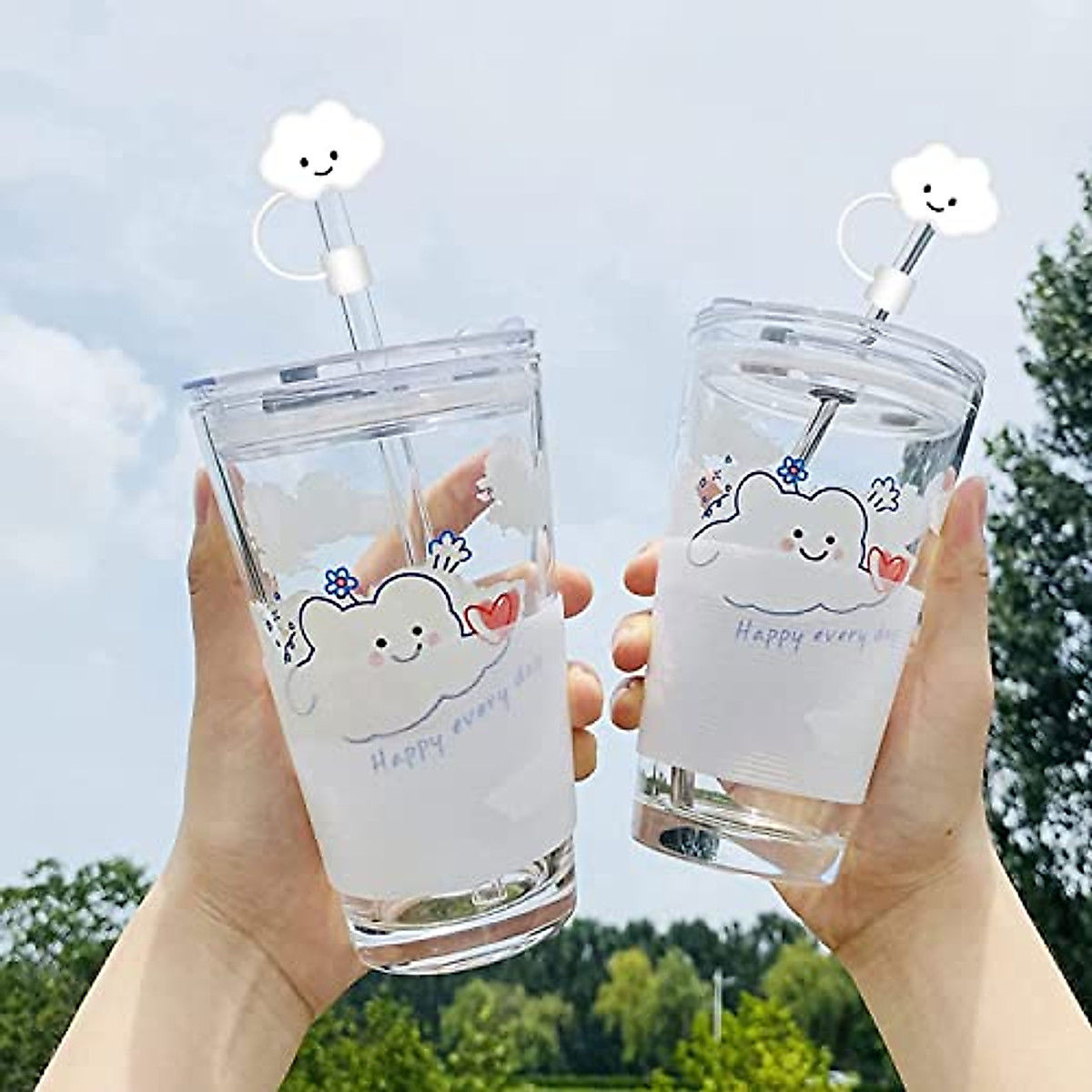 10 Pcs Cloud Shape Straw Covers, Straw Tips Cover Reusable Cloud Shape Straw Protector Straw Covers Cap Straw Protectors Cap Silicone Straw Cover for 6-8 mm Straws, White