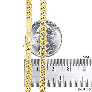 Nuragold 10k Yellow Gold 3.5mm Solid Miami Cuban Link Chain Pendant Necklace, Mens Womens Jewelry 16" 18"" 20" 22" 24" 26" 28" 30"
