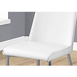 Monarch Specialties I 2 Piece Dining CHAIR-2PCS Leather-Look/Chrome, 18"L x 16.5"D x 37"H, White