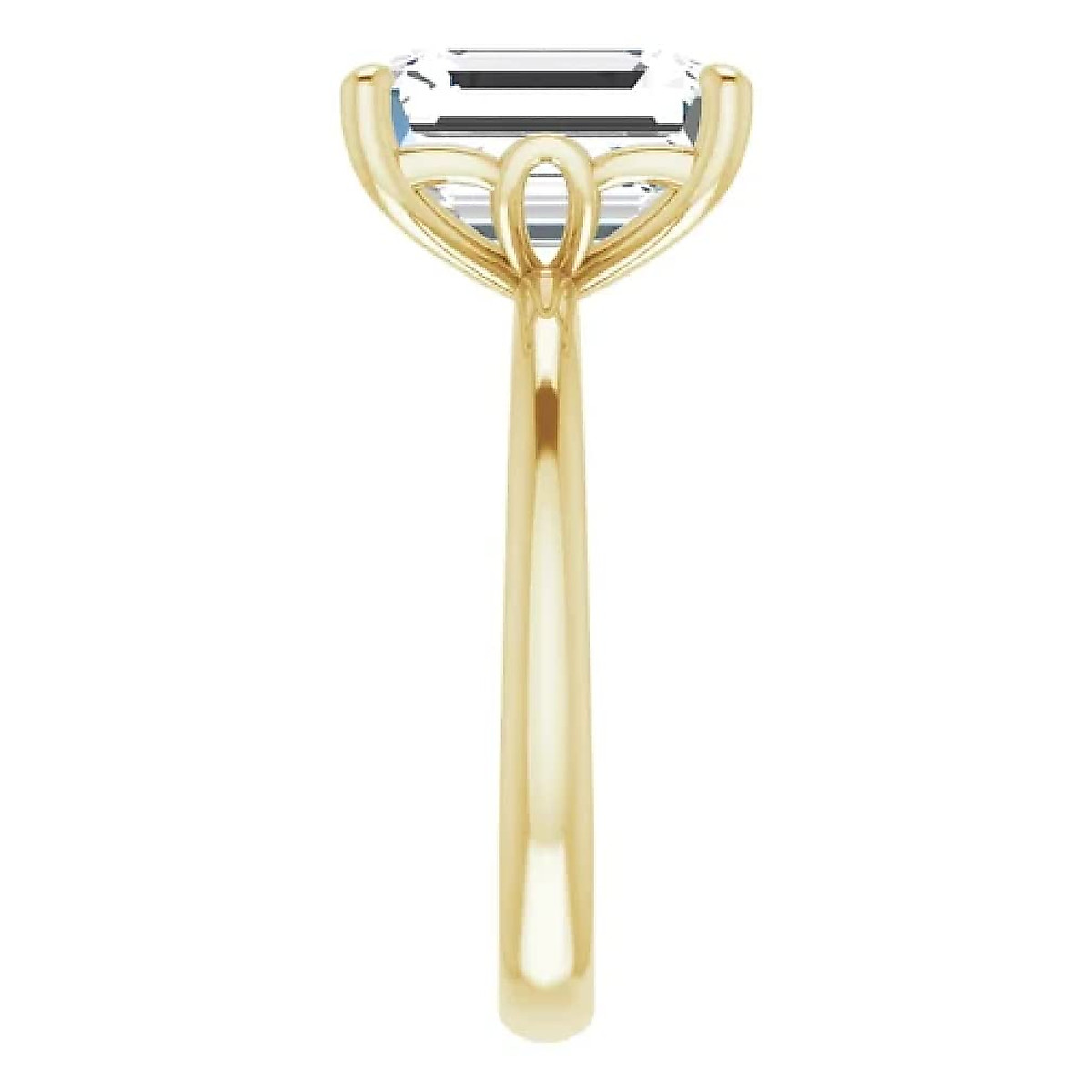 10K Solid Yellow Gold Handmade Engagement Ring, 4 CT Emerald Cut Moissanite Diamond Solitaire Wedding/Bridal Rings for Women/Her, Minimalist Anniversary Ring Gifts (4.5)