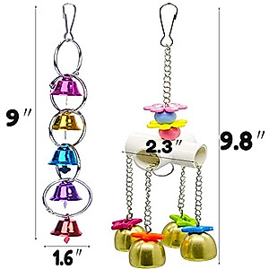Fejapa Bird Swing Bells Toy with Bell Chewing Hanging Ring Toy Cage Bite for Pet Budgie Parakeet Cockatiel Conure Macaw African Grey Eclectus Cockatoo Finches Lovebird Quaker Parrot Finch Canary