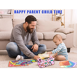 Bynleau Baby Tissue Box Toys, Montessori Sensory Toys for 6-12 Months Babies, Crinkle Toys Colorful Soft Scarf Box, Early Learning Toys for Baby Cognitive, Perfect Baby Gifts for Boys and Girls